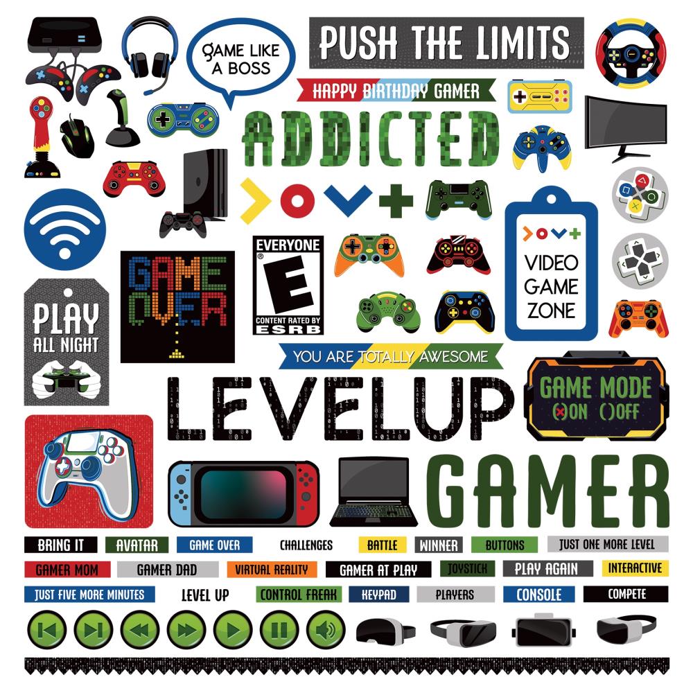 Photo Play - Gamer - Element Stickers - 12 x 12 Photo Play - Gamer - Element Stickers - 12 x 12